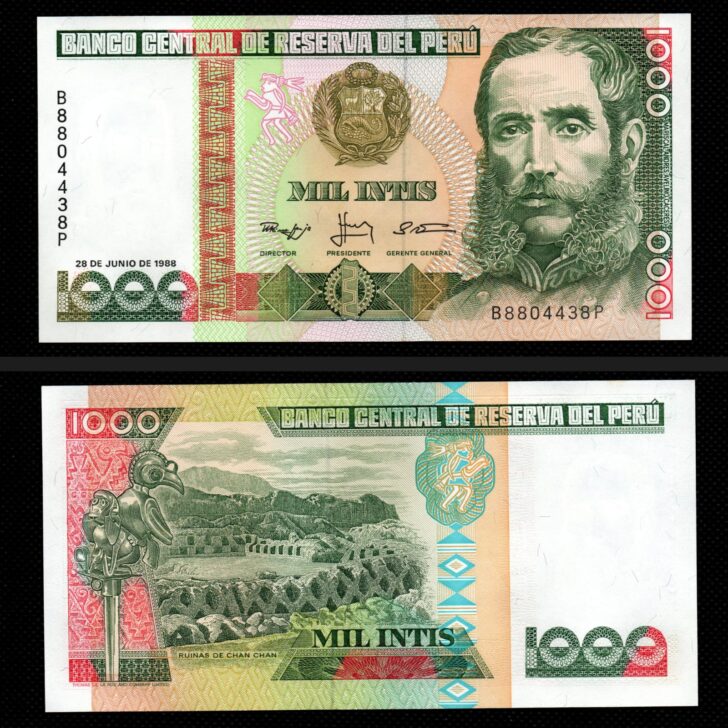 Cédula de 1000 Intis do Peru FE – NUMISMATICA BSB